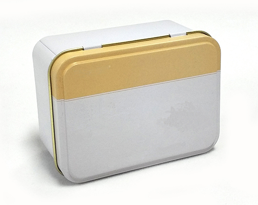 White and Gold Rectangular Tin - Tinplate